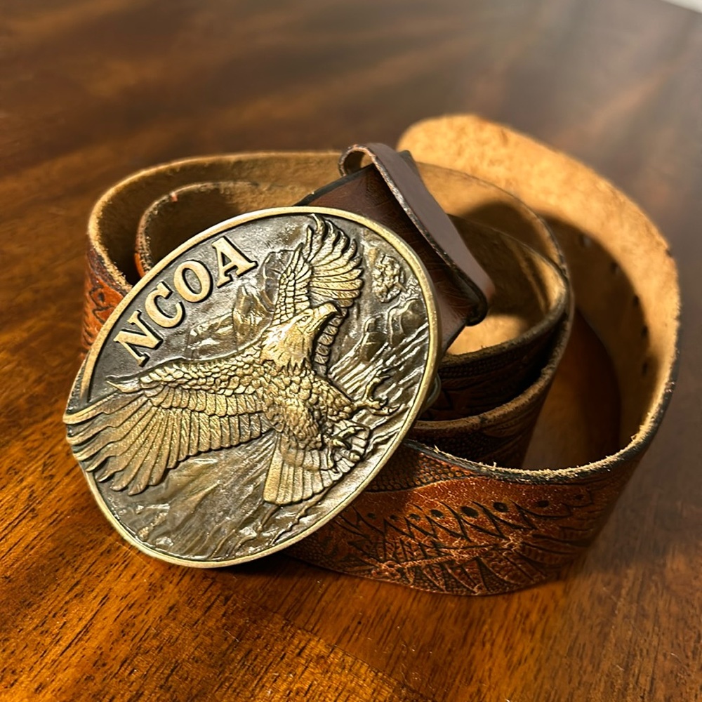 Vintage Solid Bronze Ncoa Majestic Eagle Belt With Bu… - Gem